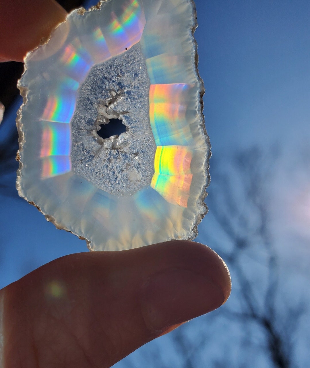Small High Quality Iris Agate Slice. VIVID Iridescent Agate. Rainbow ...