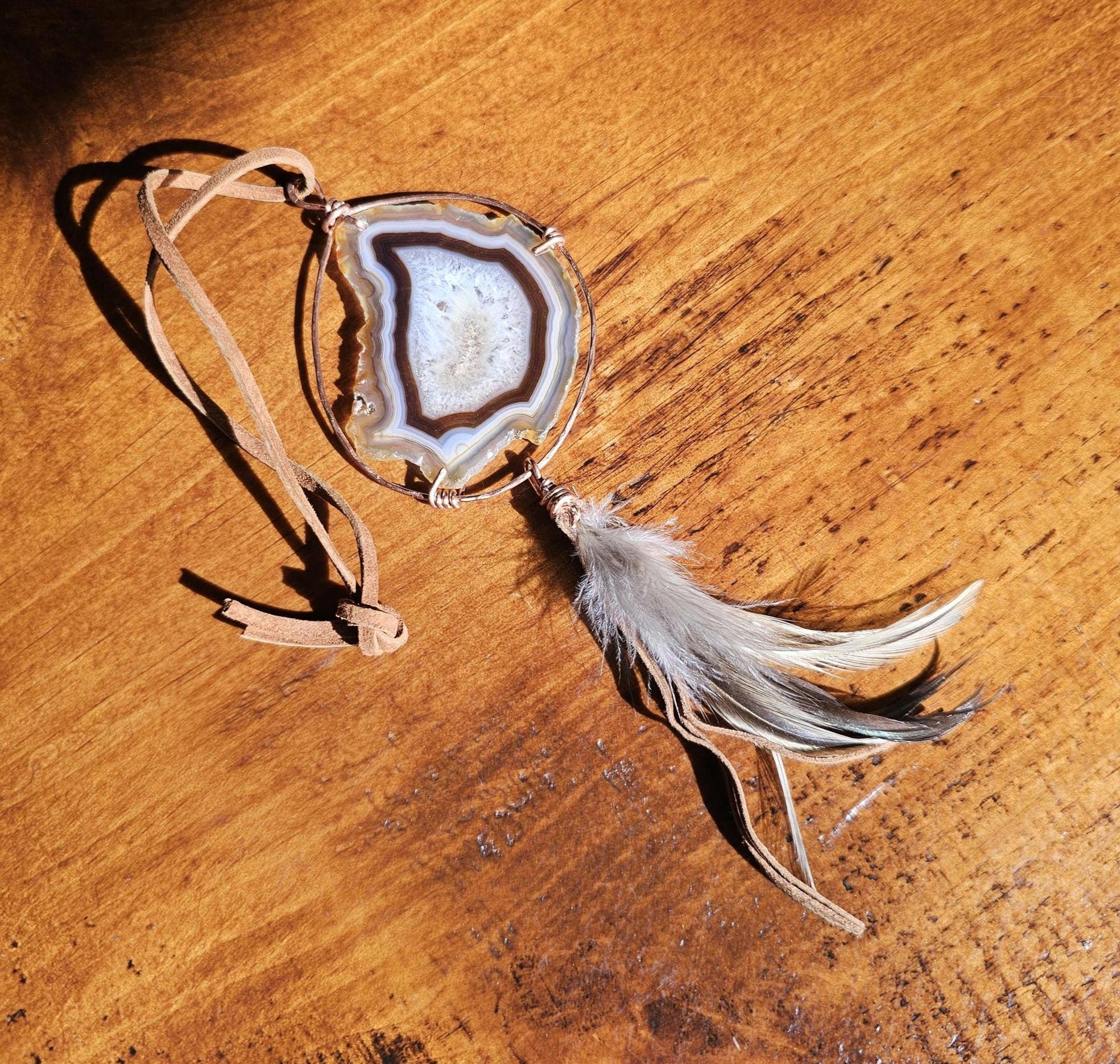 Handmade Agate Slice Suncatcher. Natural Boho Wall Art. Crystal Home ...