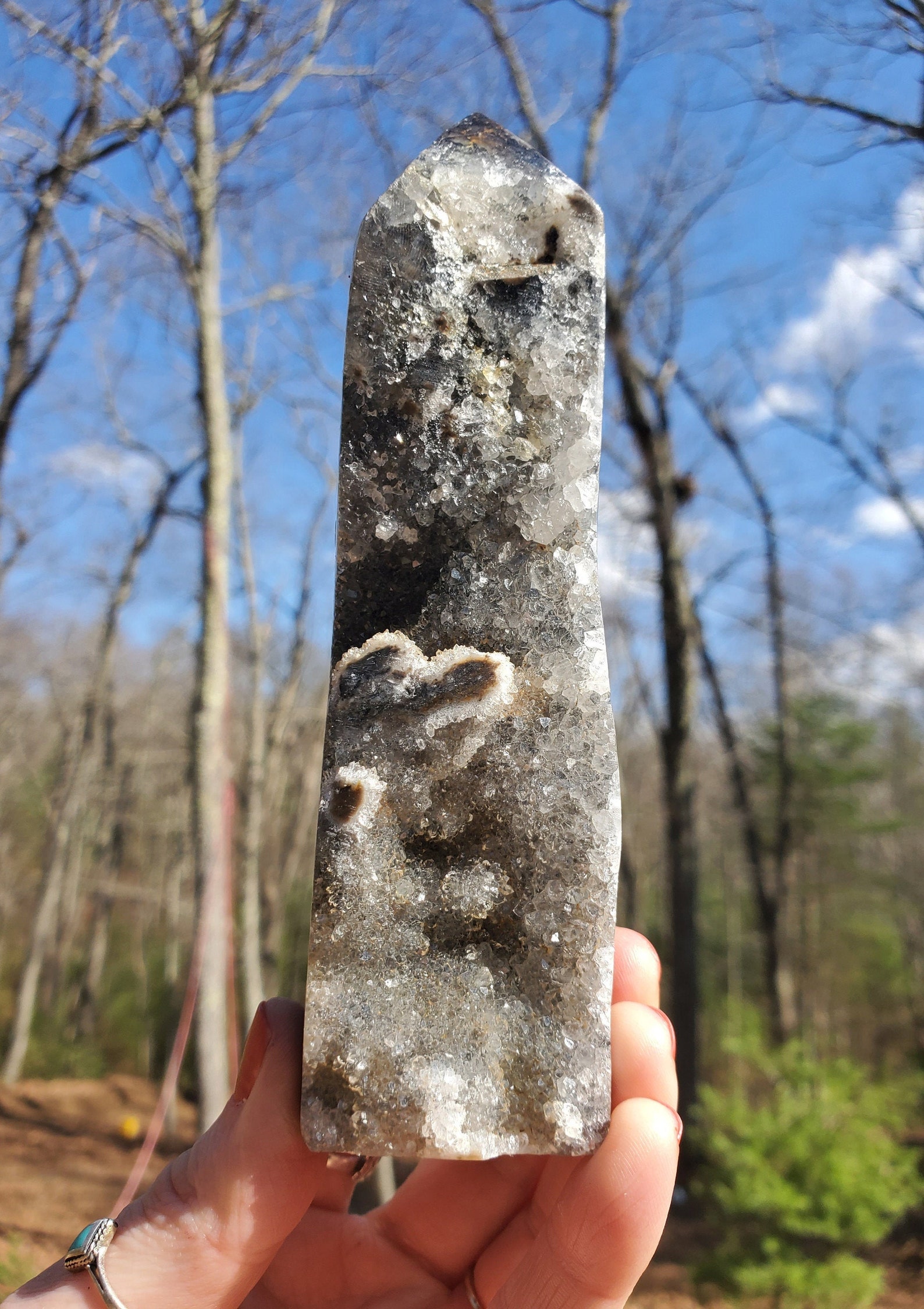 Beautiful Polished Indonesian Agate Tower with Druzy Quartz. | Etsy