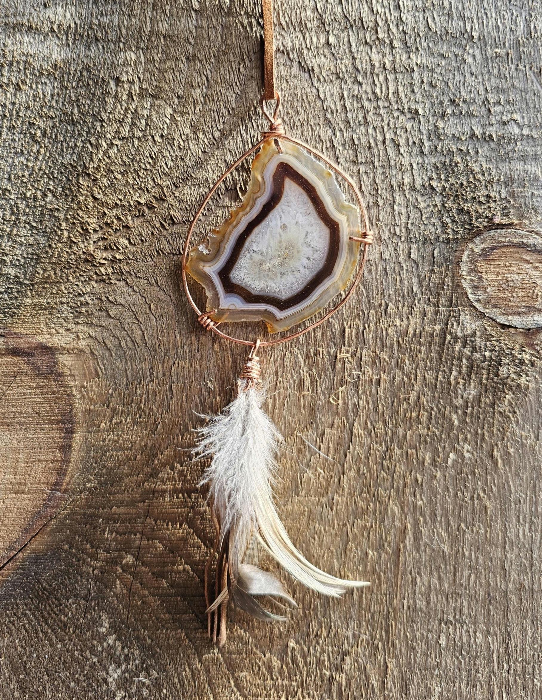 Handmade Agate Slice Suncatcher. Natural Boho Wall Art. Crystal Home ...