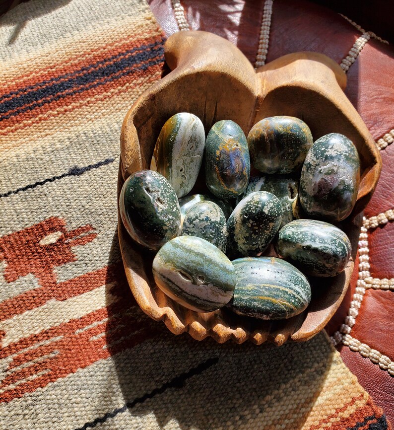Large Ocean Jasper Tumble, Orbicular Green Stone - Etsy