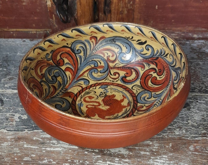 Fantastic Antique Ale Bowl, Telemark Rosemaling, Farmhouse Primitive ...