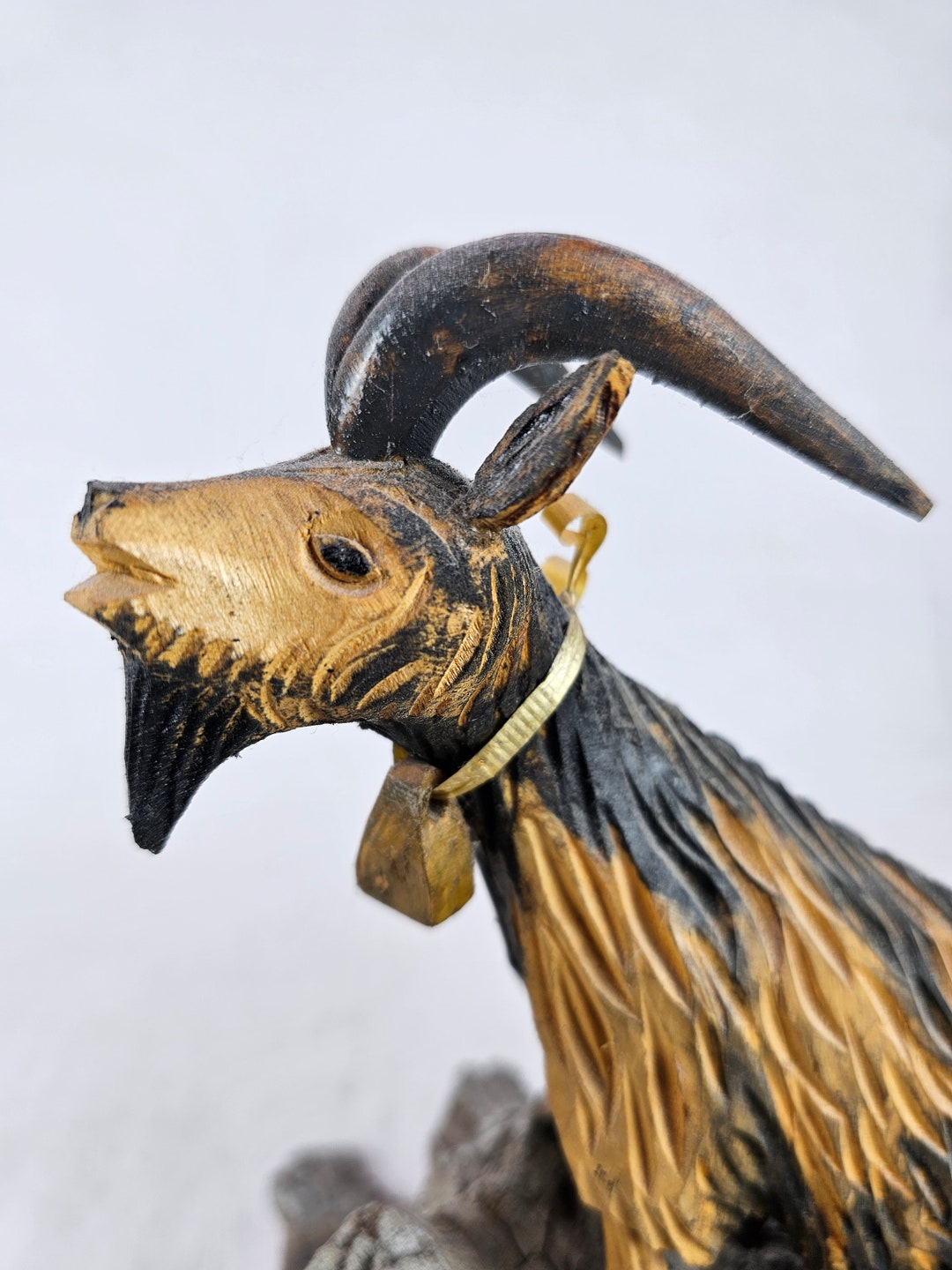 Primitive Hand Carving of Vintage Norwegian Wooden Mountain Goat ...