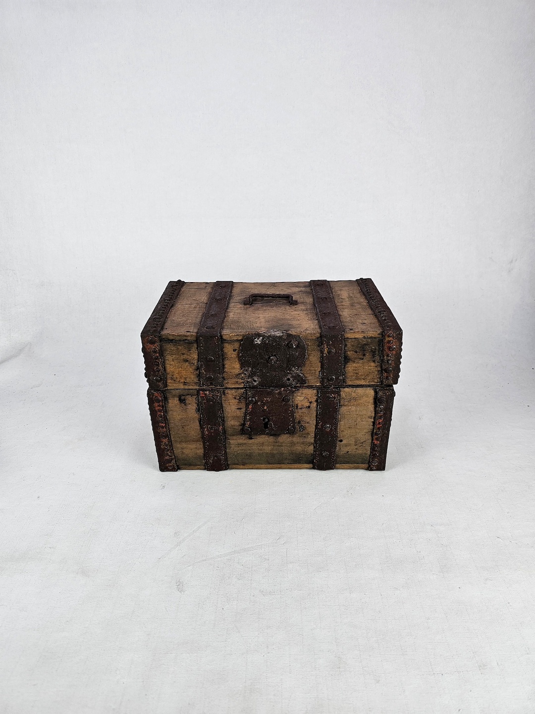 Rare Vintage Norwegian Folk-art Keepsake Box With Hand-forged Iron ...