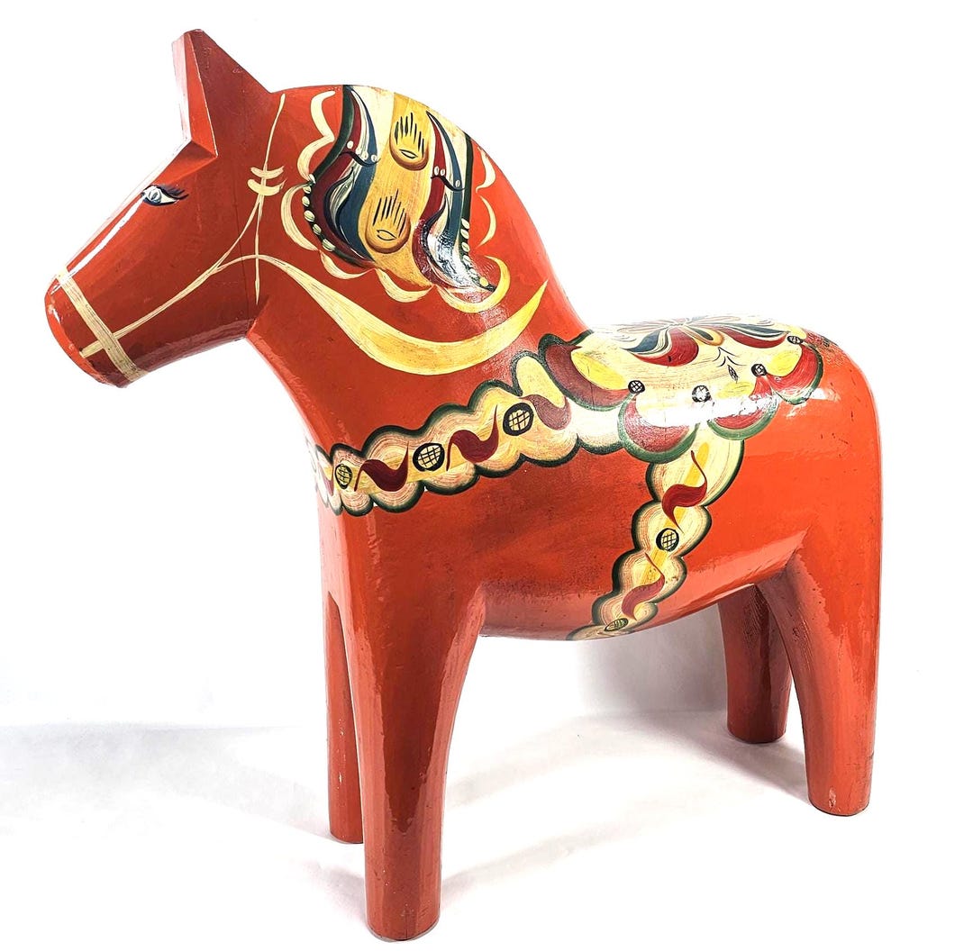 Swedish Huge Dala Horse Figure | Scandinavian Art | Vintage Home Decor ...