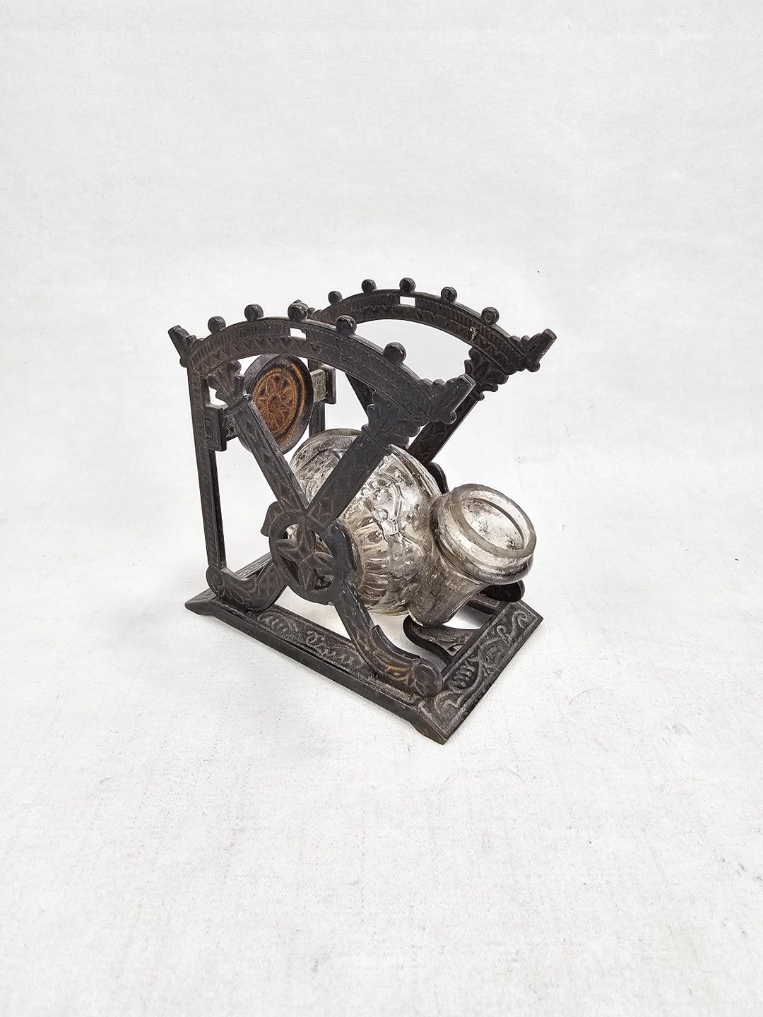Victorian Era Antique Cast Iron Stork Inkwell Stand Patented 1879 ...