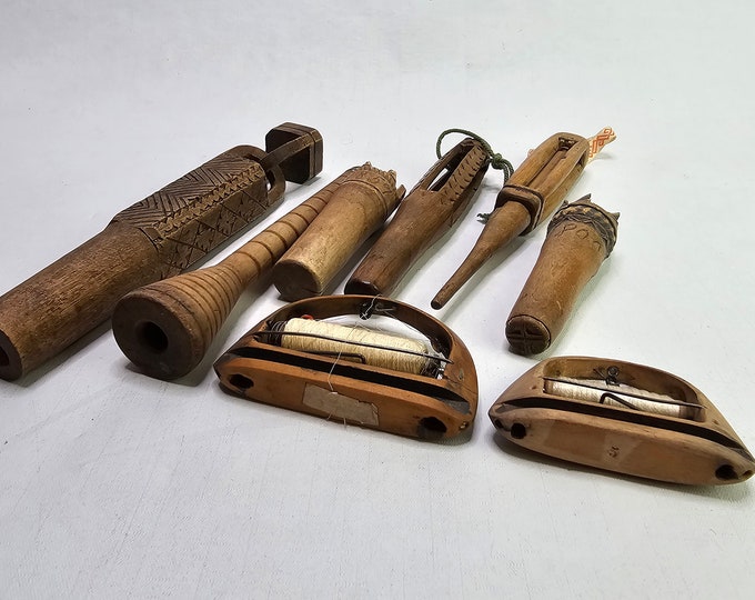 Farmhouse Decor Bobbins Antique 1800s Knitting Needles and Sewing Items ...