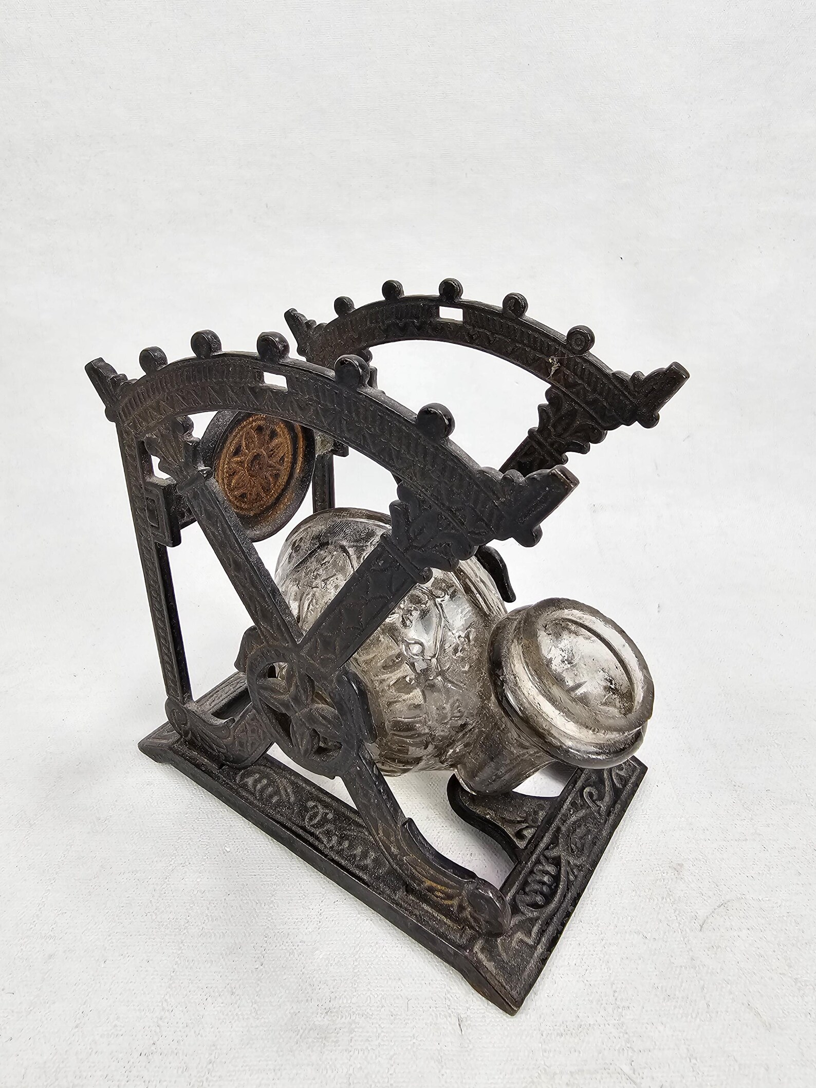 Victorian Era Antique Cast Iron Stork Inkwell Stand Patented 1879 ...