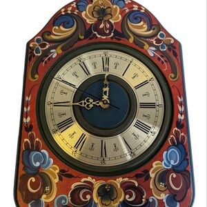 Norwegian Wooden Clocks for Wall Vintage Clock Rosepainted Vintage ...
