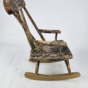 19th Century Rocking Chair Miniature - Rustic Norwegian Folk Art ...