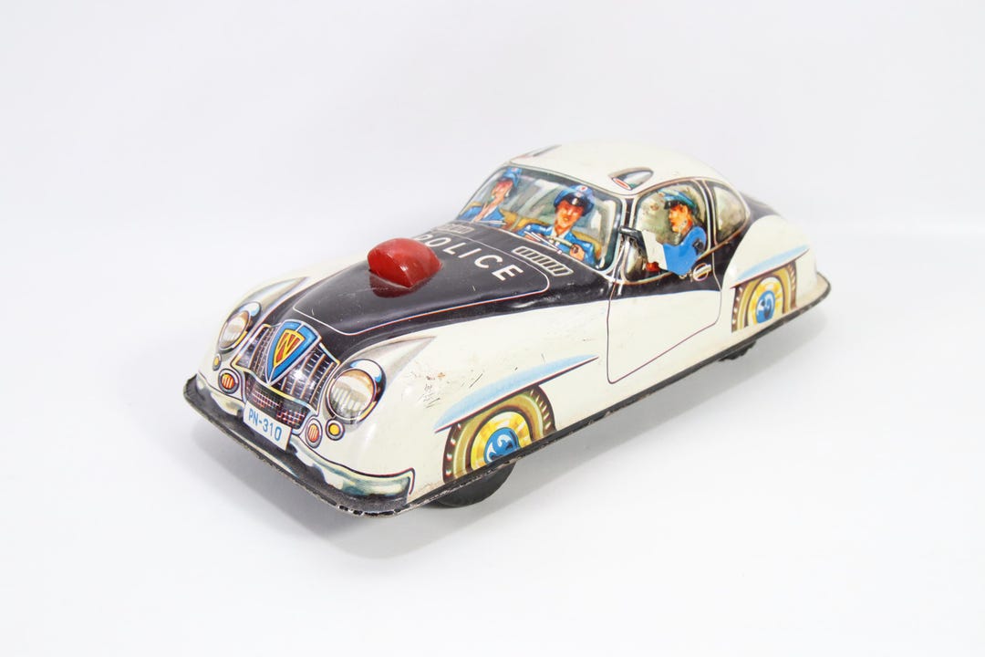 Vintage Japanese Tin Police Car PN-310 | 1950s Wind-up Tin Toy | Retro ...