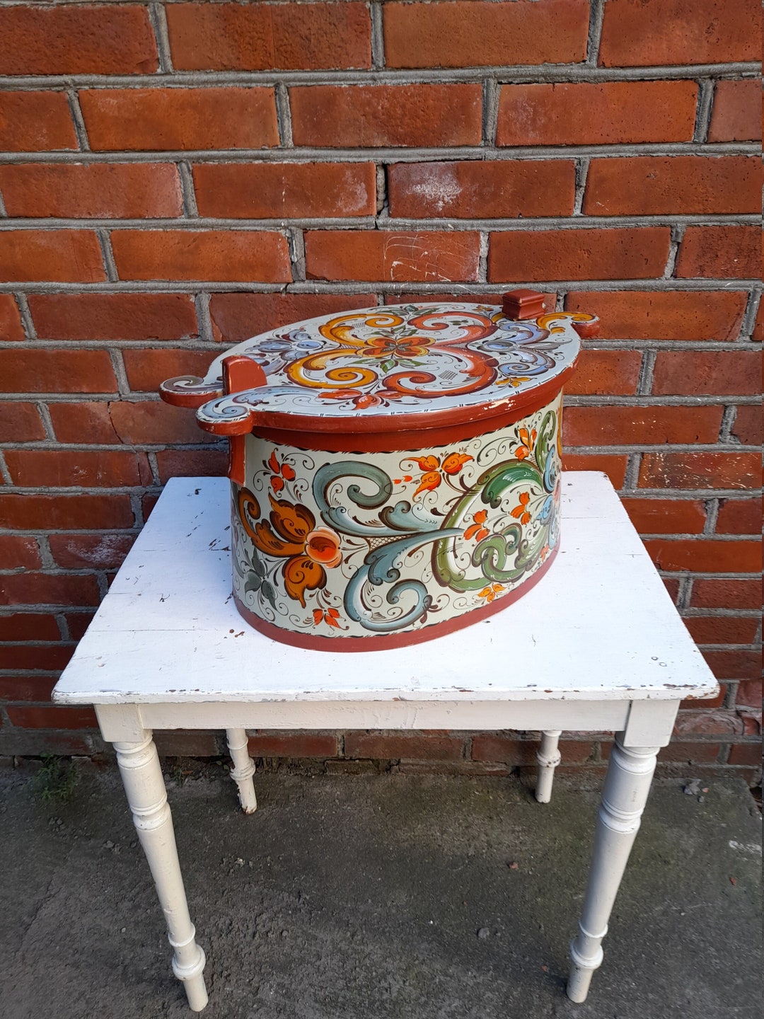 Oval Bentwood Box Farmhouse Cake Tine Norwegian Rosemaling Hand Painted ...