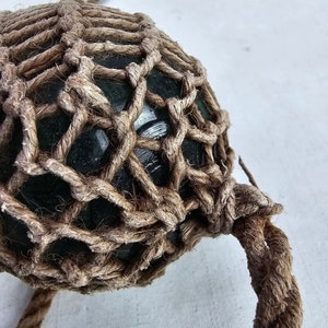 Vintage Fishing Float Set With Dark Olive Green Glass Float and Netted ...
