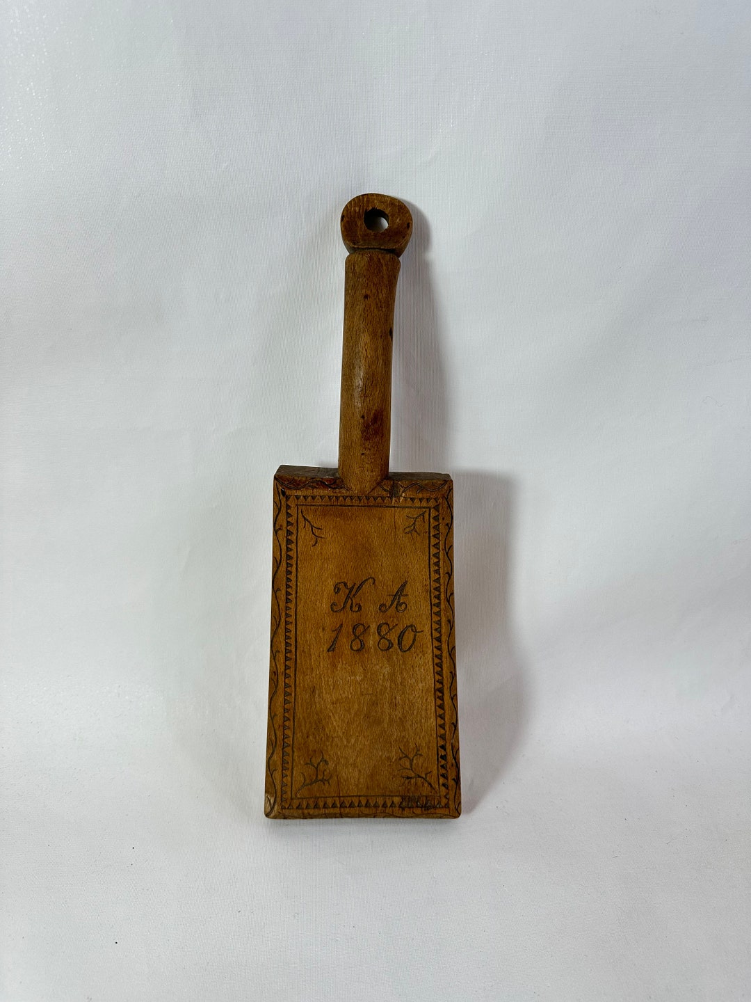 Vintage Norwegian Cloth Hammer - Rare 19th Century Carved Oak Decor ...