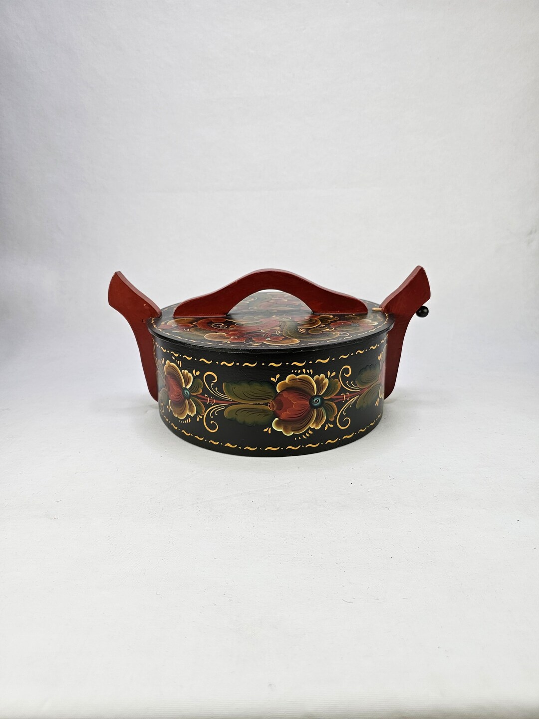 Hand Painted Rosemaling Tine Box Vintage Scandinavian - Etsy