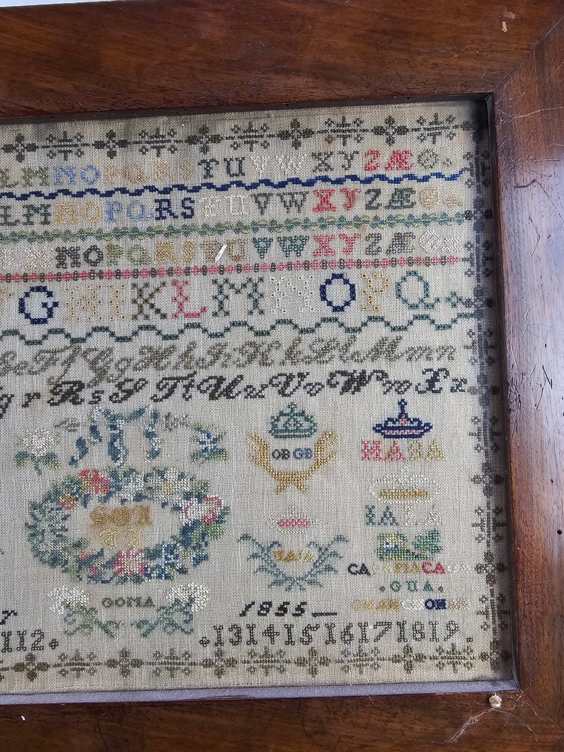 Rare Antique Norwegian 19th C Dated 1855 Whitework Sampler - Norwegian ...