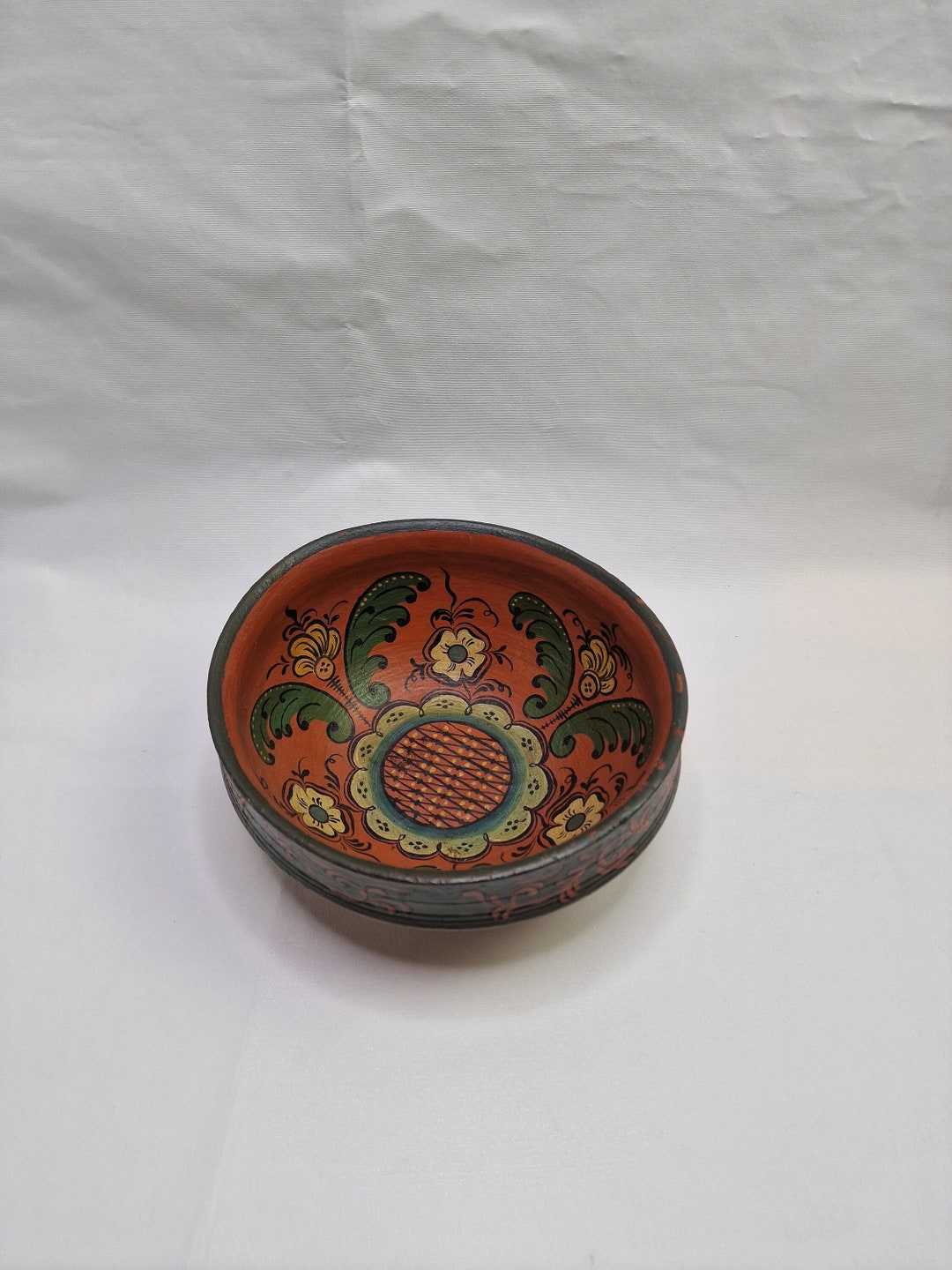 Antique Rosepainted Wood Ale Bowl,telemark Rosemaling, Farmhouse ...