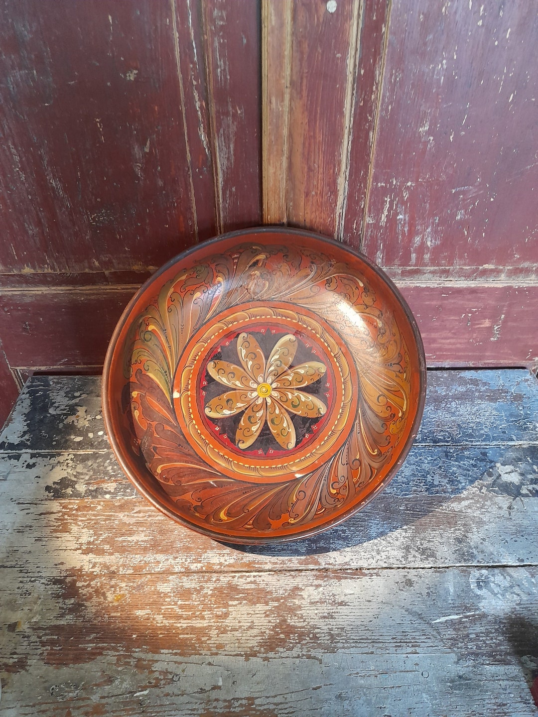 Vintage Ale Bowl From 1900s With Telemark Rosemaling - Farmhouse ...