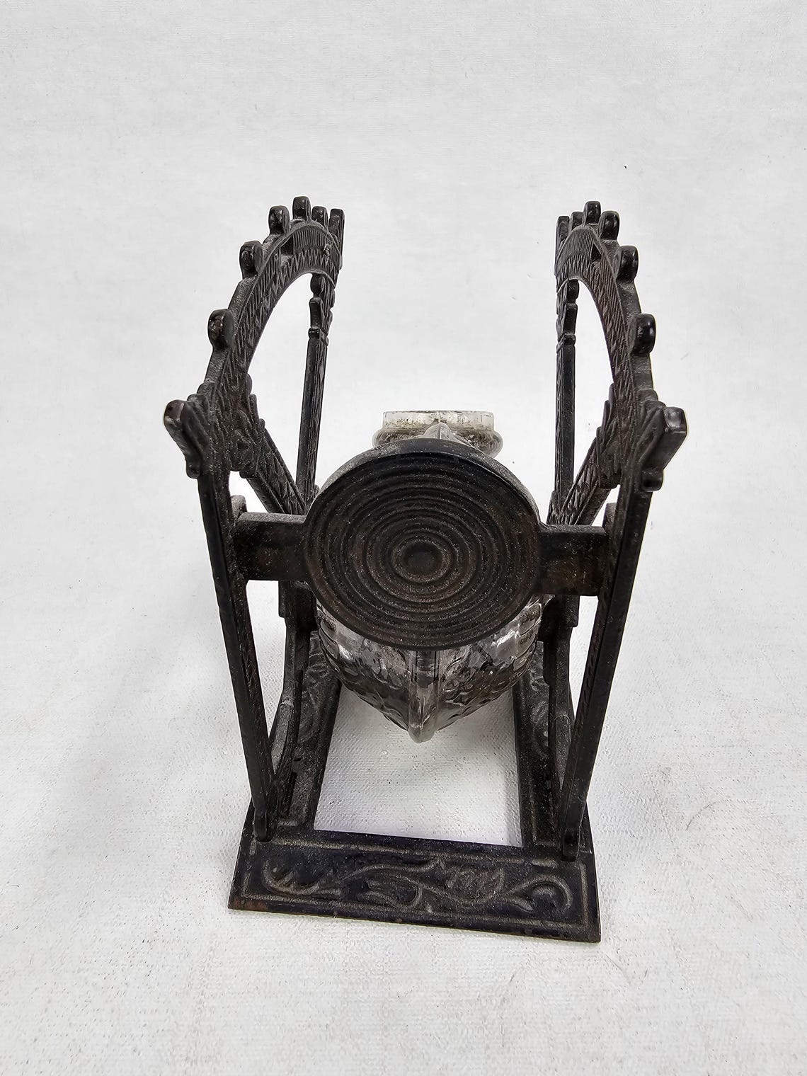 Victorian Era Antique Cast Iron Stork Inkwell Stand Patented 1879 ...