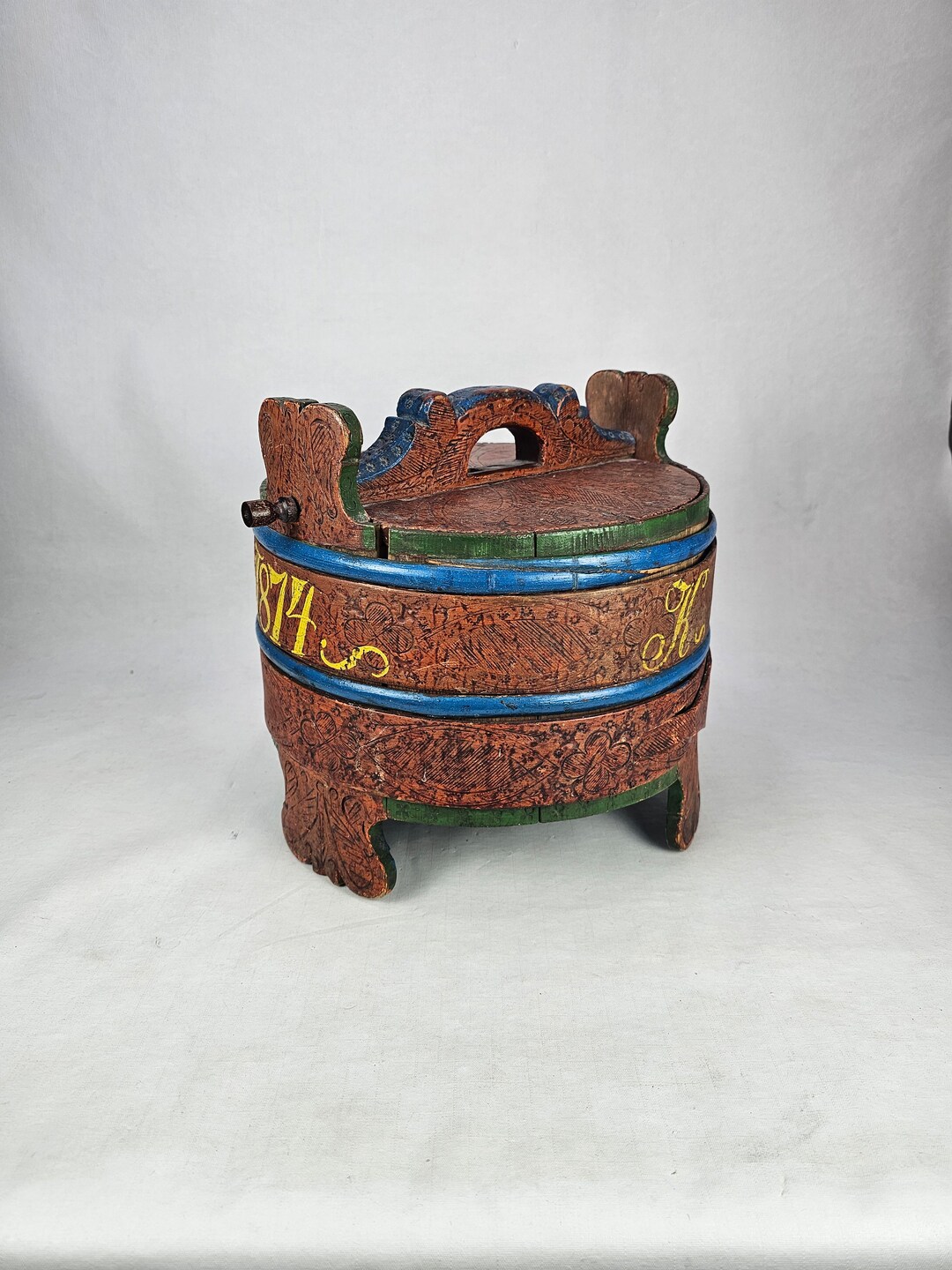 Vintage Norwegian Wooden Antique | Traditional Decor | Hand-carved ...