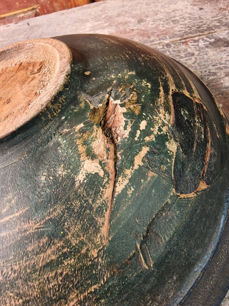 Stunning Antique Ale Bowl With Beautiful Blue Color - Handmade Folk-art ...