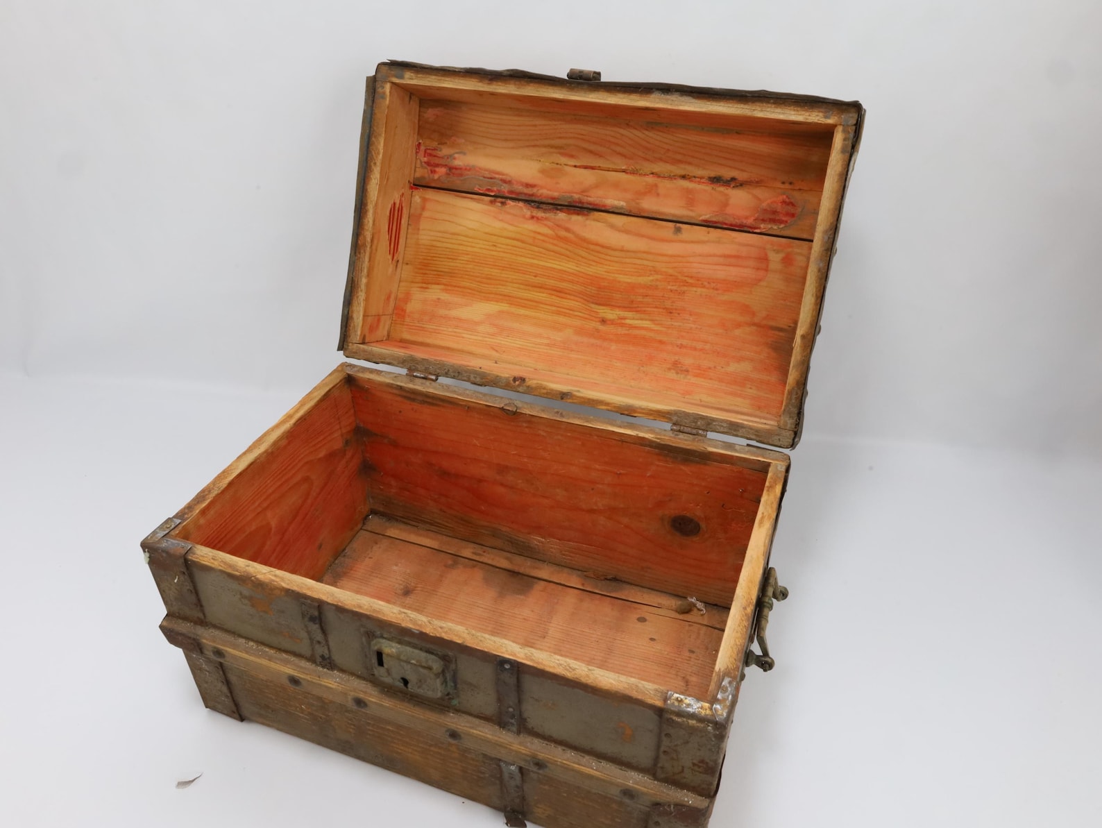 Antique Norwegian Transport Chest Folk Art Wood Trunk With Metal and ...