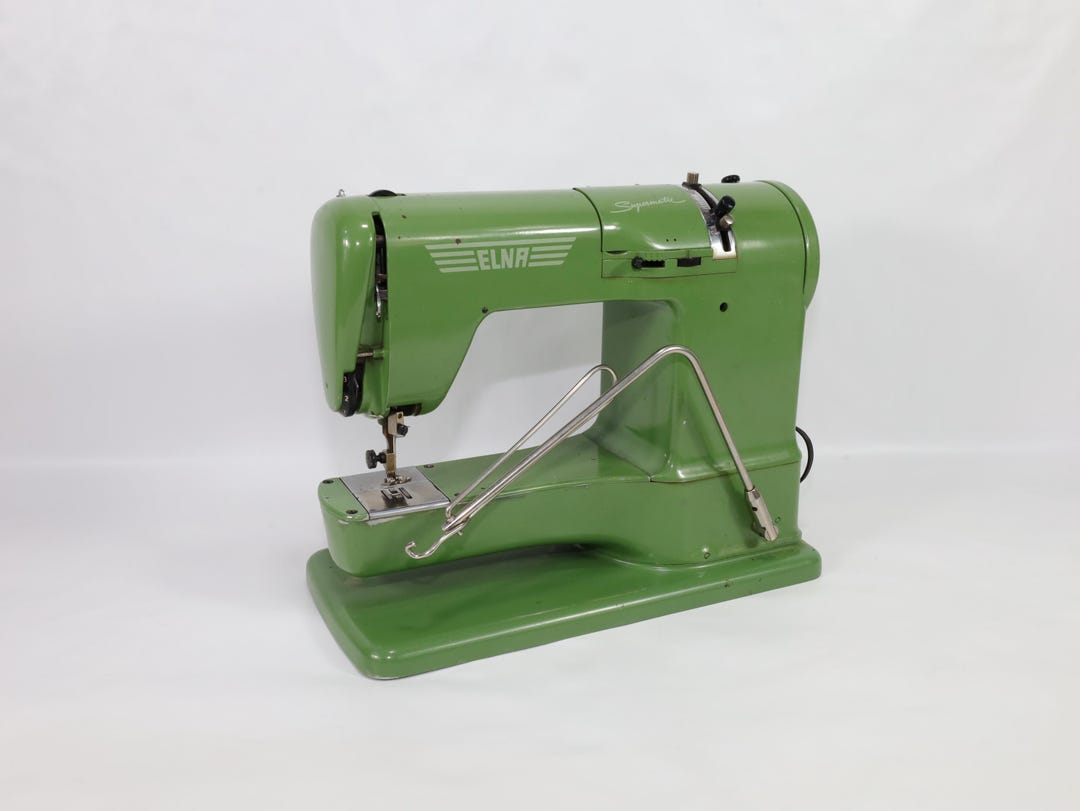 Swiss ELNA Model 50 Sewing Machine | Green Grasshopper Design | Mid ...
