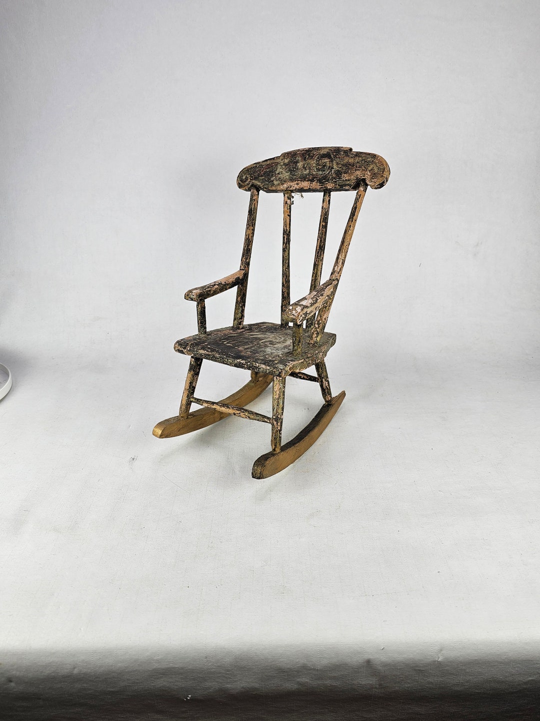 19th Century Rocking Chair Miniature - Rustic Norwegian Folk Art ...