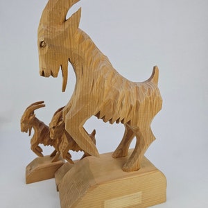 Hand Carved Wooden Mountain Goat Family - Primitive Hand Carving - Hand ...