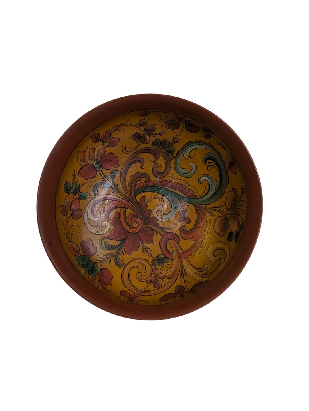 Antique Rose Painted Wooden Table Bowl Vintage Rose Painted - Etsy