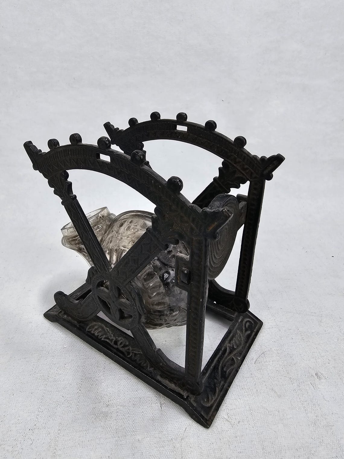 Victorian Era Antique Cast Iron Stork Inkwell Stand Patented 1879 ...