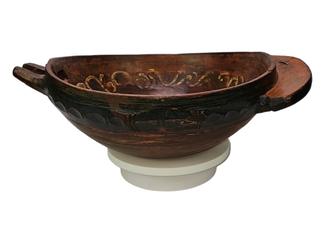 Rare Antique Ale Bowl From Norway | Hand Carved Folk Art Decor ...