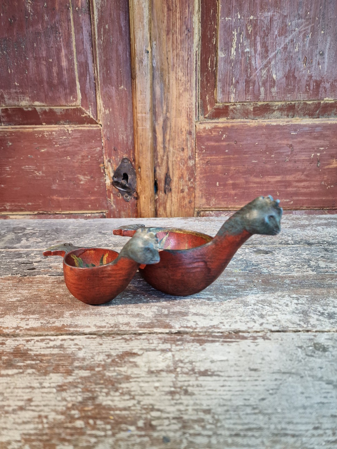 Set of 2 Small Ale Bowl From 1920-1940s Norwegian Primitive Folk-art ...