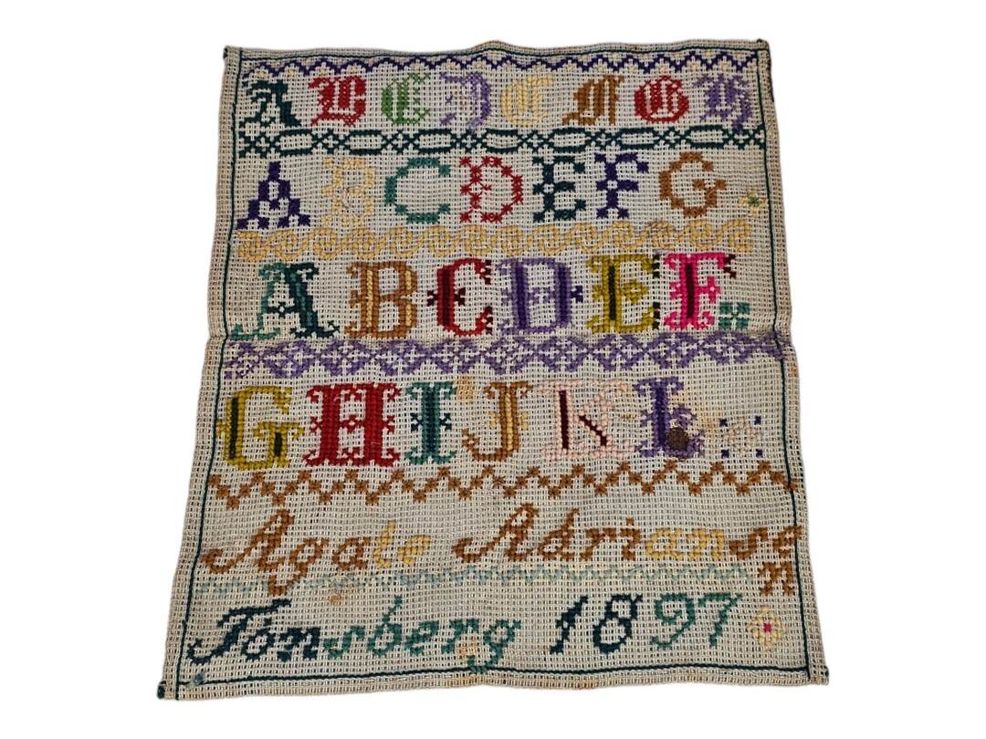 Vintage Norwegian Alphabet Sampler 1897 With Gorgeous Cross Stitches ...