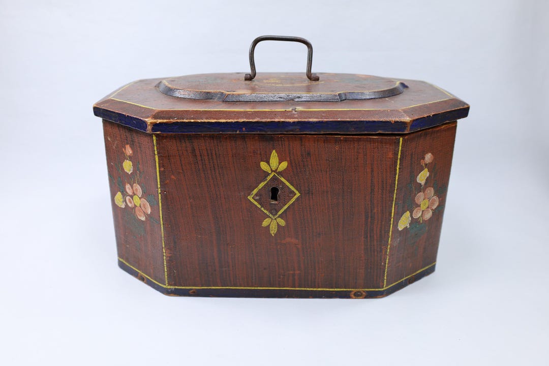 Antique Brown Bent Wood Tine Box - Rosemaled Norwegian Folk-art ...