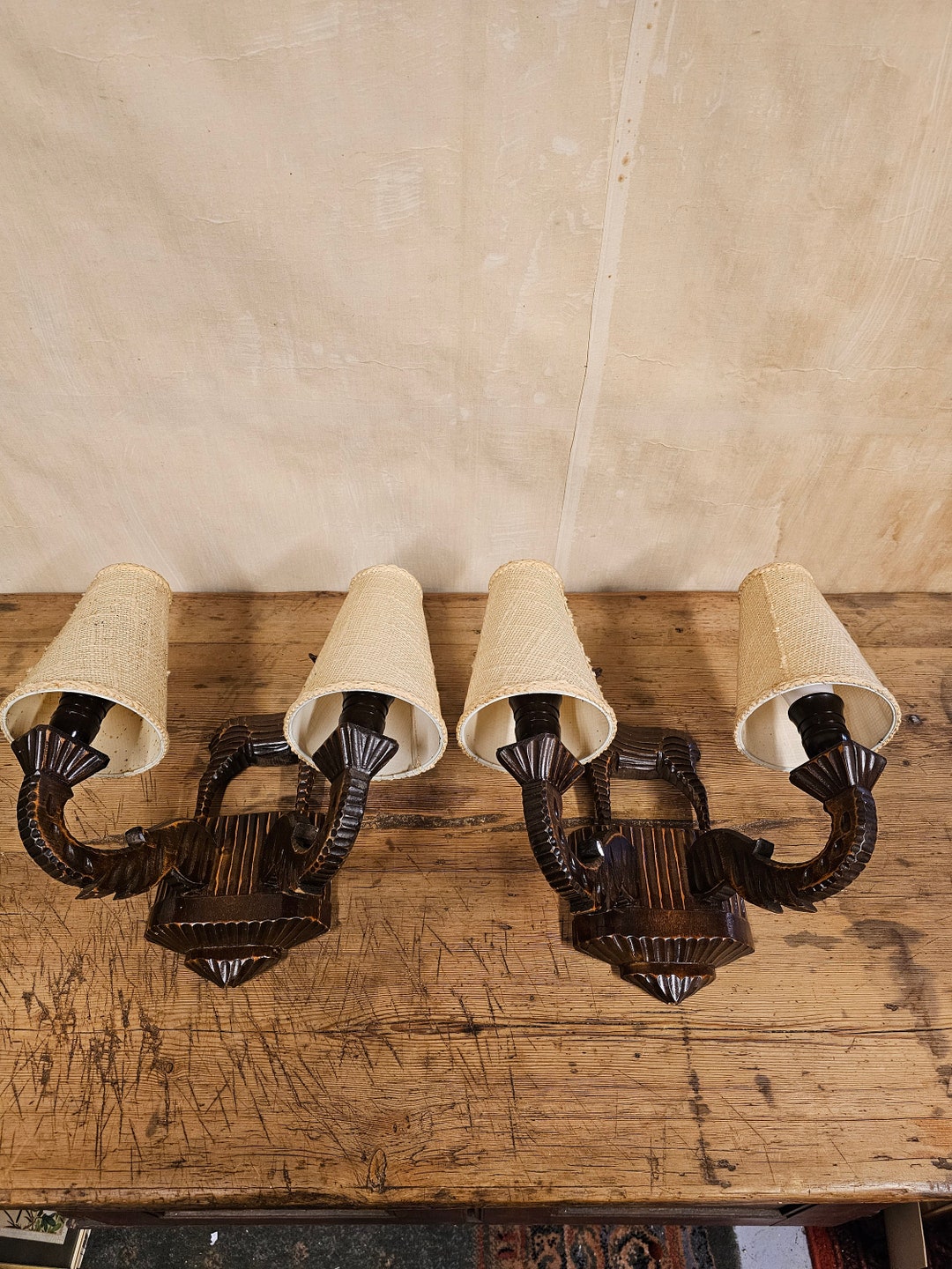 Rustic Wood Lamps With Handcrafted Norwegian Folk Art-inspired Elk ...