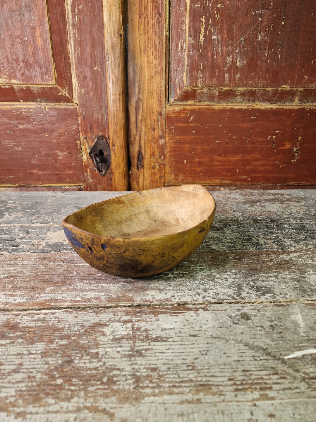 Exquisite Norwegian Antique Root Bowl With Stunning Blue Patina ...