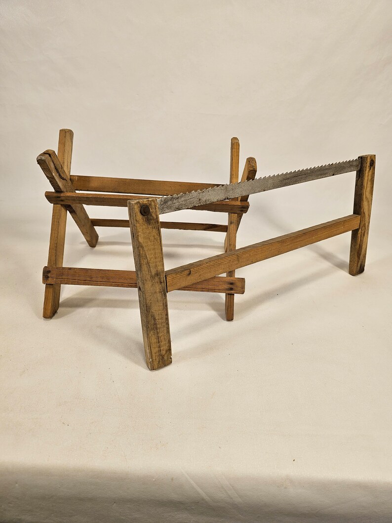 Handmade Vintage Norwegian Folk Art Toy Set: Saw and Saw Stool, 1950s ...