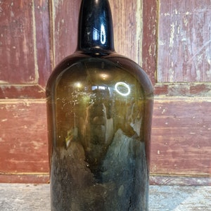 Antique Hand Blown Collectible Bottle,deep Green Colored Flask ...
