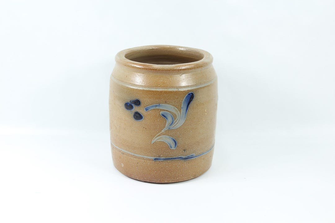 Cobalt Stoneware Jar | Decorated Stoneware Crock | Antique Pottery ...