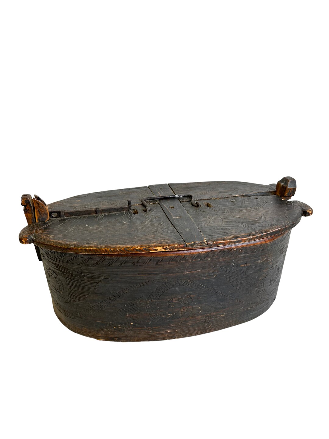 Stunning Antique Hand Carved Tine Box - Large Keepsake Box - Antique ...