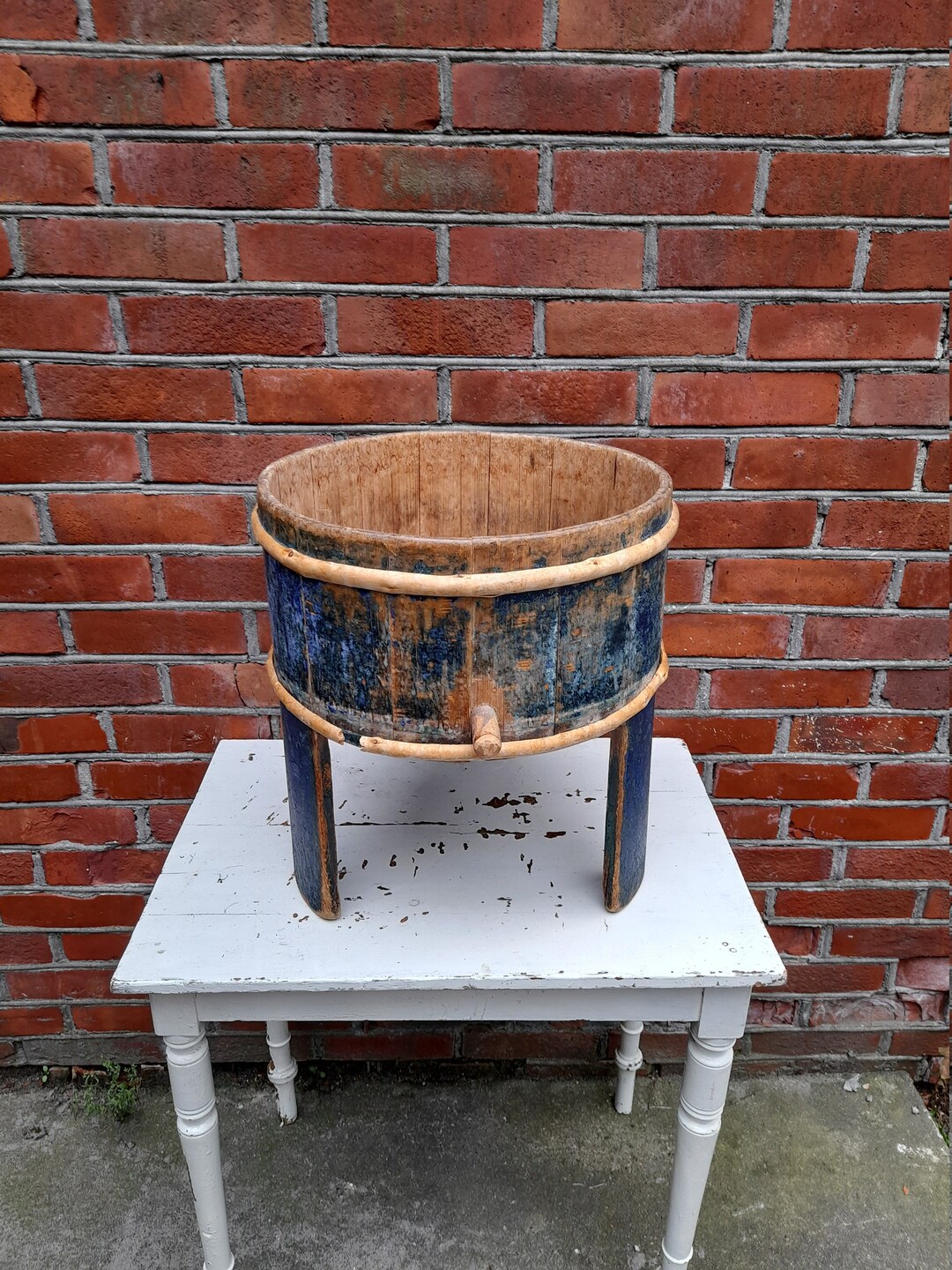 Large Antique Wooden Stand - Norwegian Primitive Cheese Making Bentwood ...