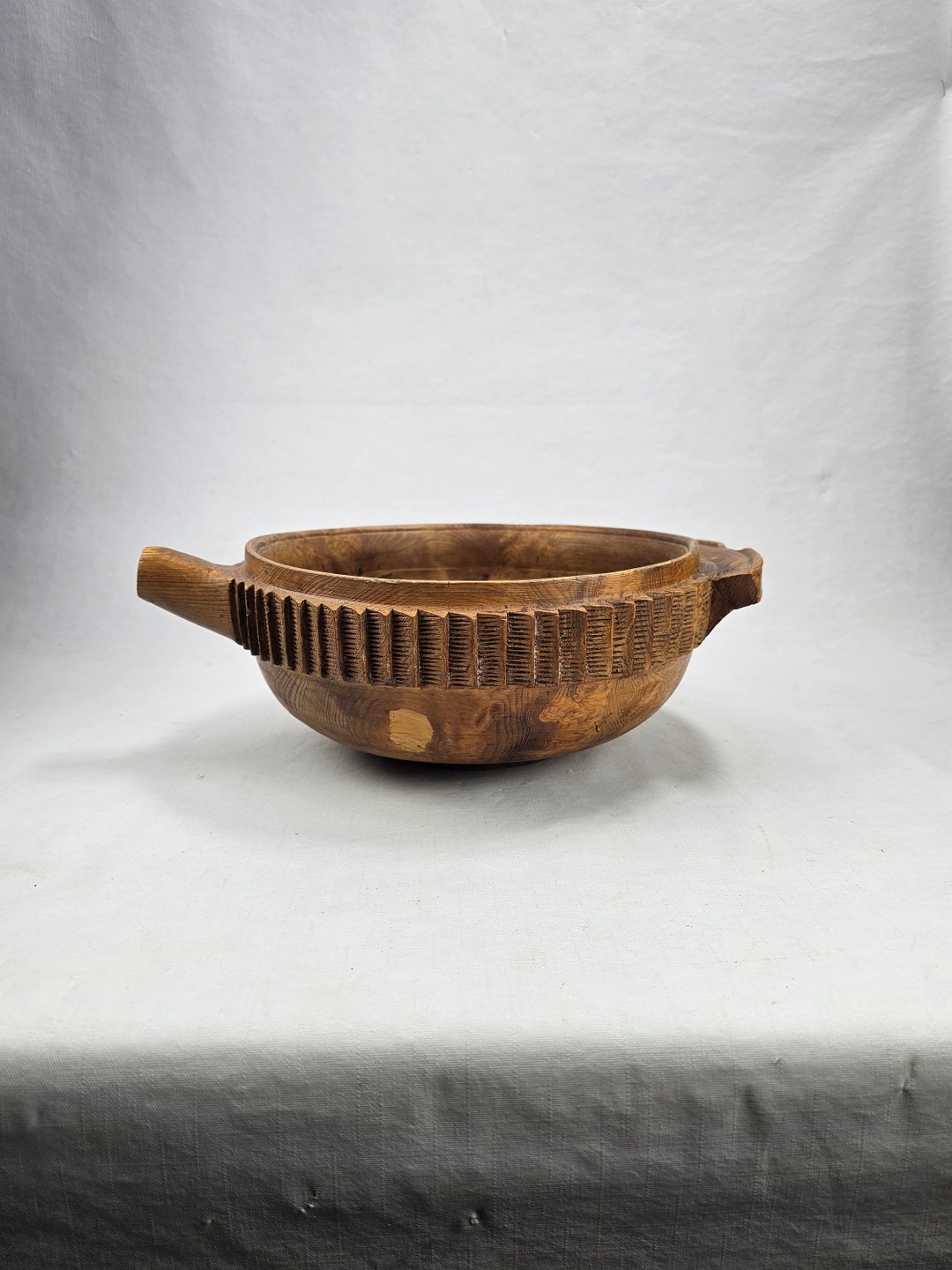 1900s Hand-carved Norwegian Ale Bowl in Flame Birch - Vintage Beer Bowl ...
