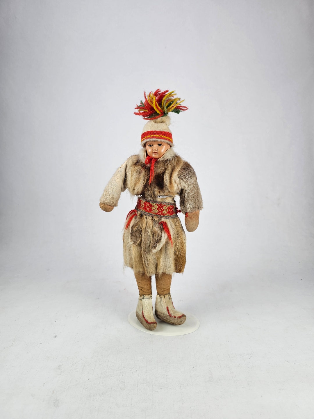 Antique Doll With Hand-sewn Sami Clothes - Unique Norwegian Folk Art ...