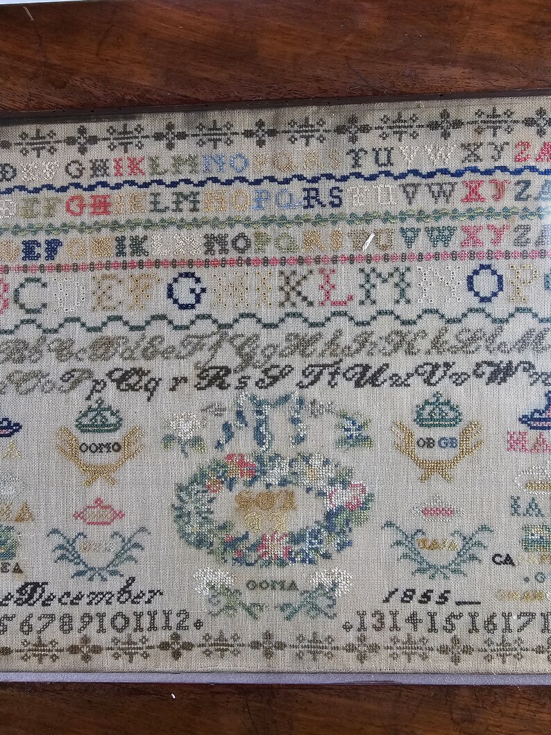 Rare Antique Norwegian 19th C Dated 1855 Whitework Sampler - Norwegian ...
