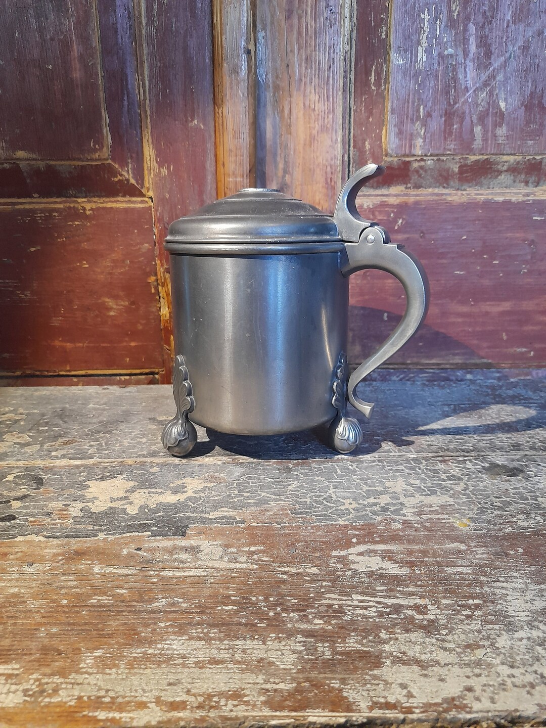 1900s Antique Ale Mug - Norwegian Folk Art - Handcrafted Pewter Arts ...