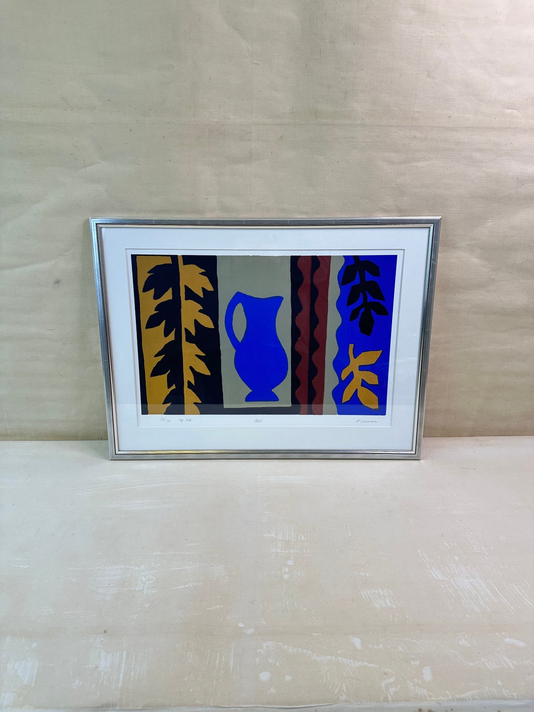 Limited Edition Lithography by Hilde Vemren - Blue Motif - Norwegian ...