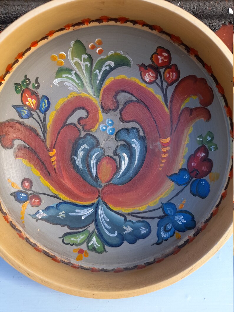 Norwegian Rosemaling Vintage Bowl Rosemalt Rosemalt Bowl - Etsy