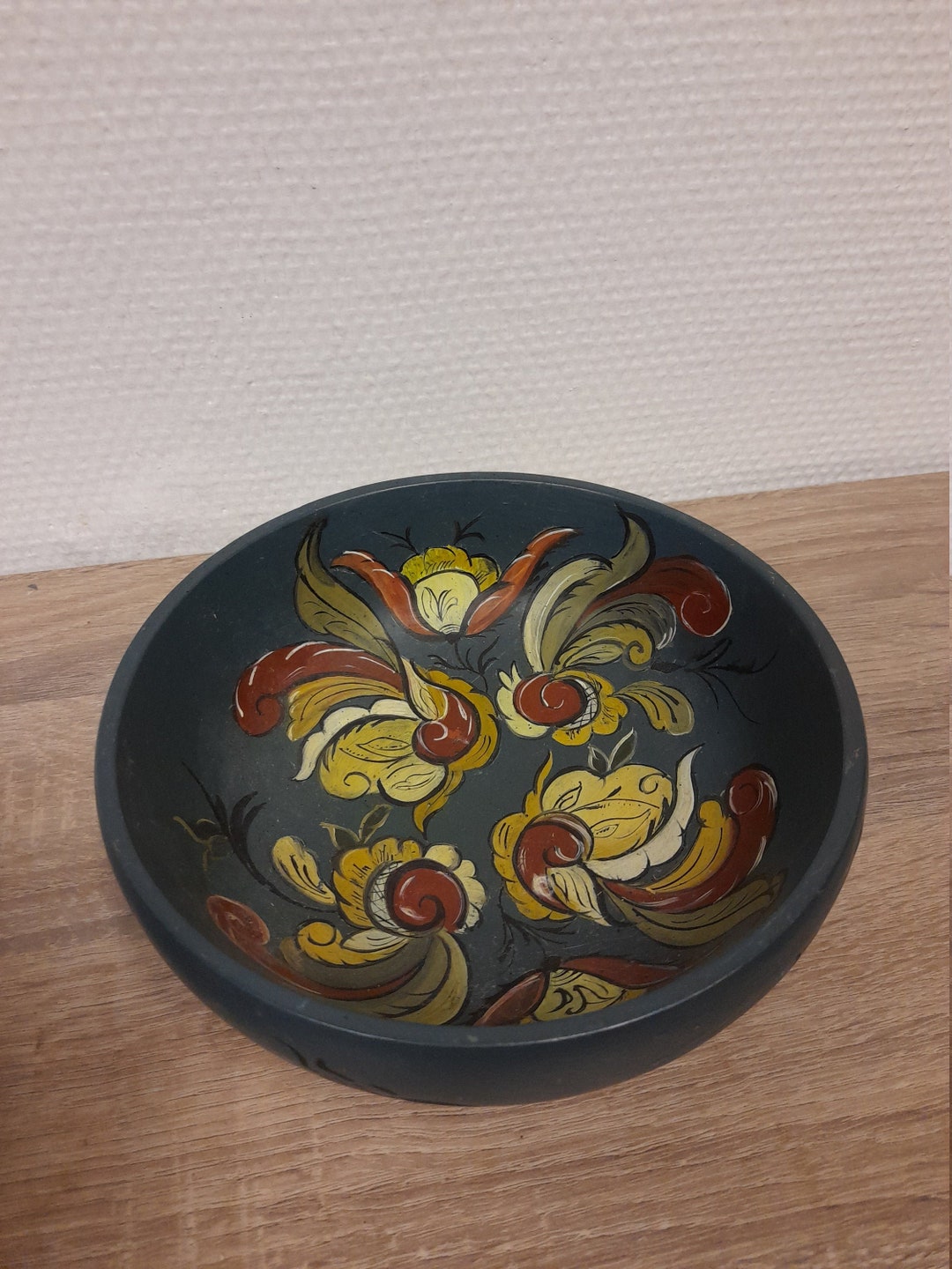 Norwegian Rosemaling, Vintage Bowl Rosemalt, Rosemalt Bowl Folkart ...