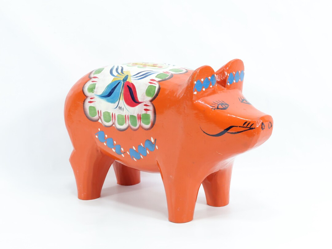 Large Vintage Swedish Dala Pig | Handcrafted Wooden Pig | Nils Olsson ...